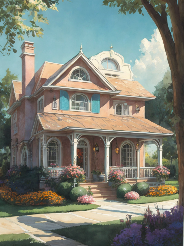 Premium Free ai Images | fairytale house marty bell openwork veranda ...