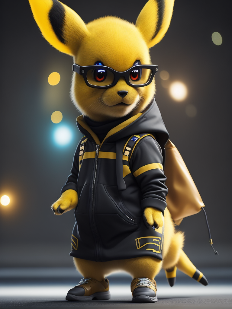 Premium Free ai Images | cute stylish pikachu dressed in stylish ...
