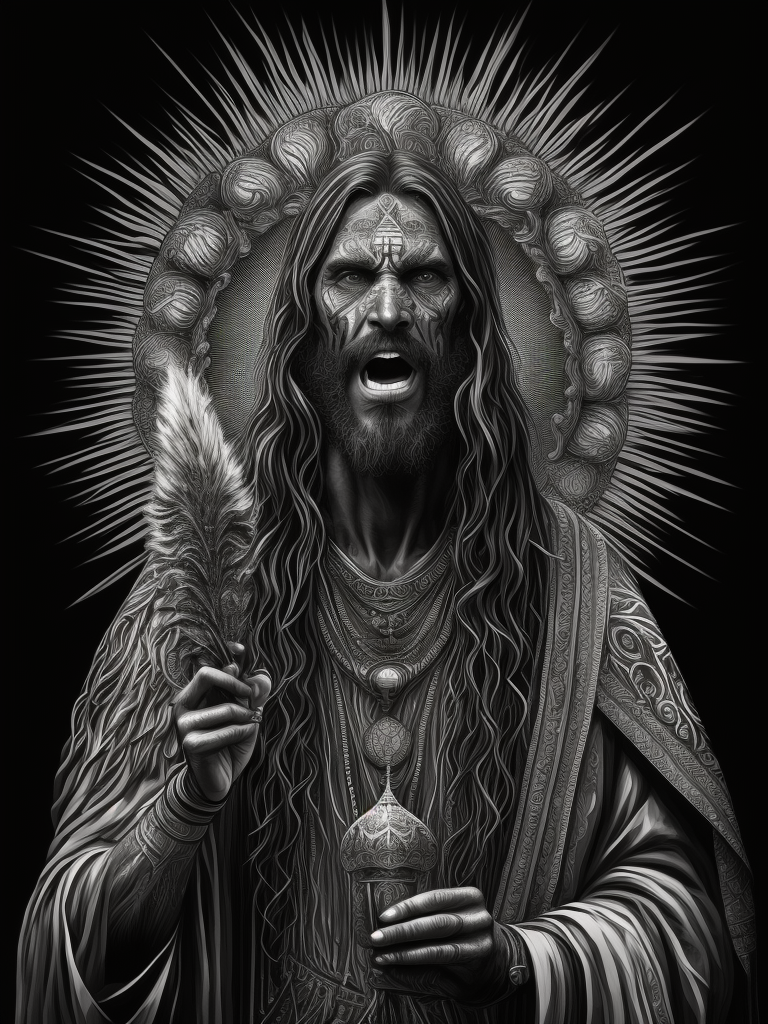 Premium Free ai Images | jesus realistic shaman consuming ayahuasca ink ...