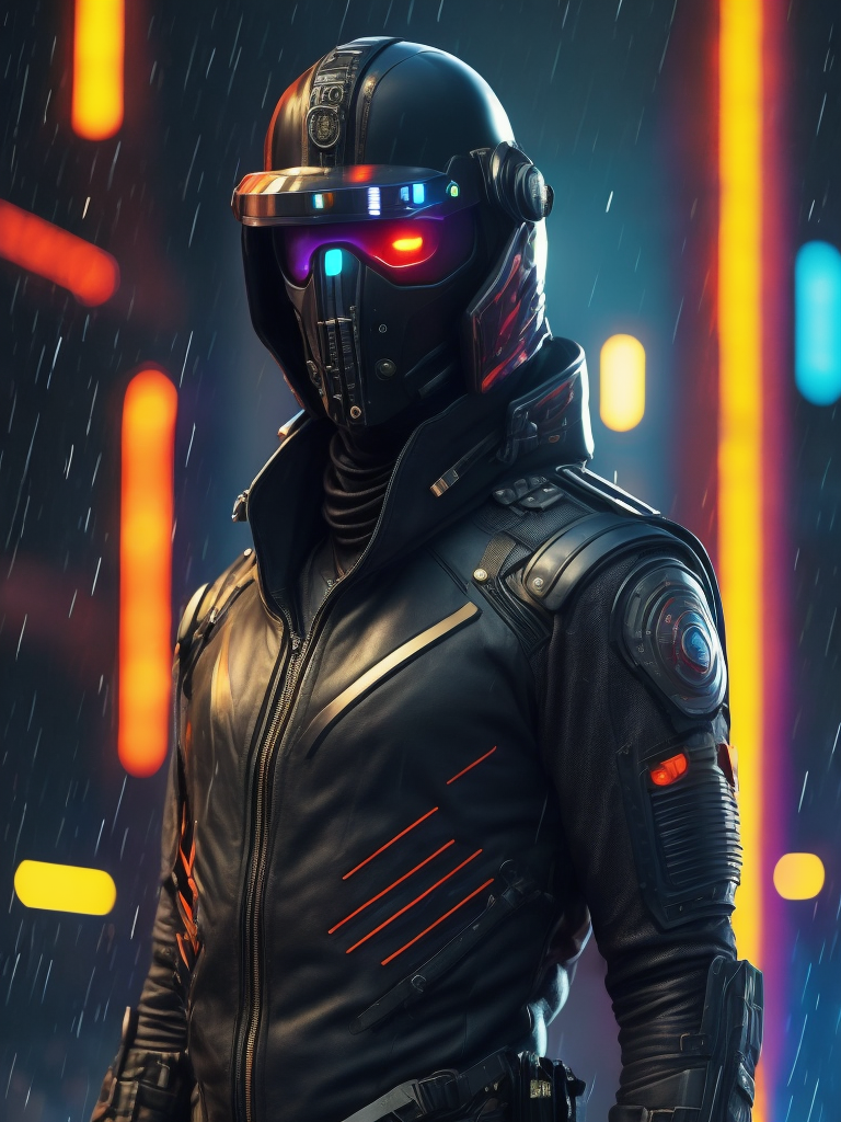 Premium Free ai Images | futuristic cyberpunk masked cop full body ...