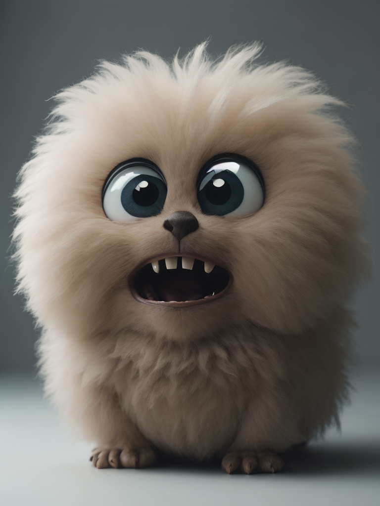 Premium Free ai Images | funny fluffy character with smile and big eyes