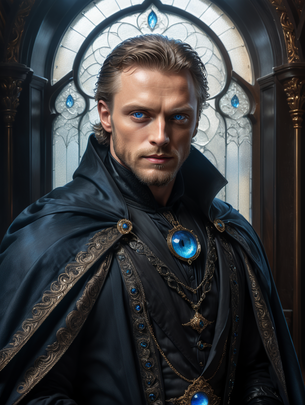 Premium Free ai Images | handsome brooding blue eye man standing in ...