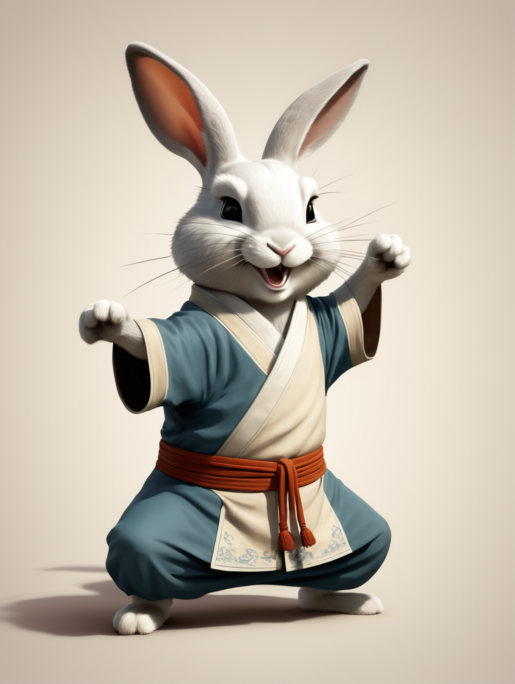 Premium Free ai Images | happy kung fu rabbit