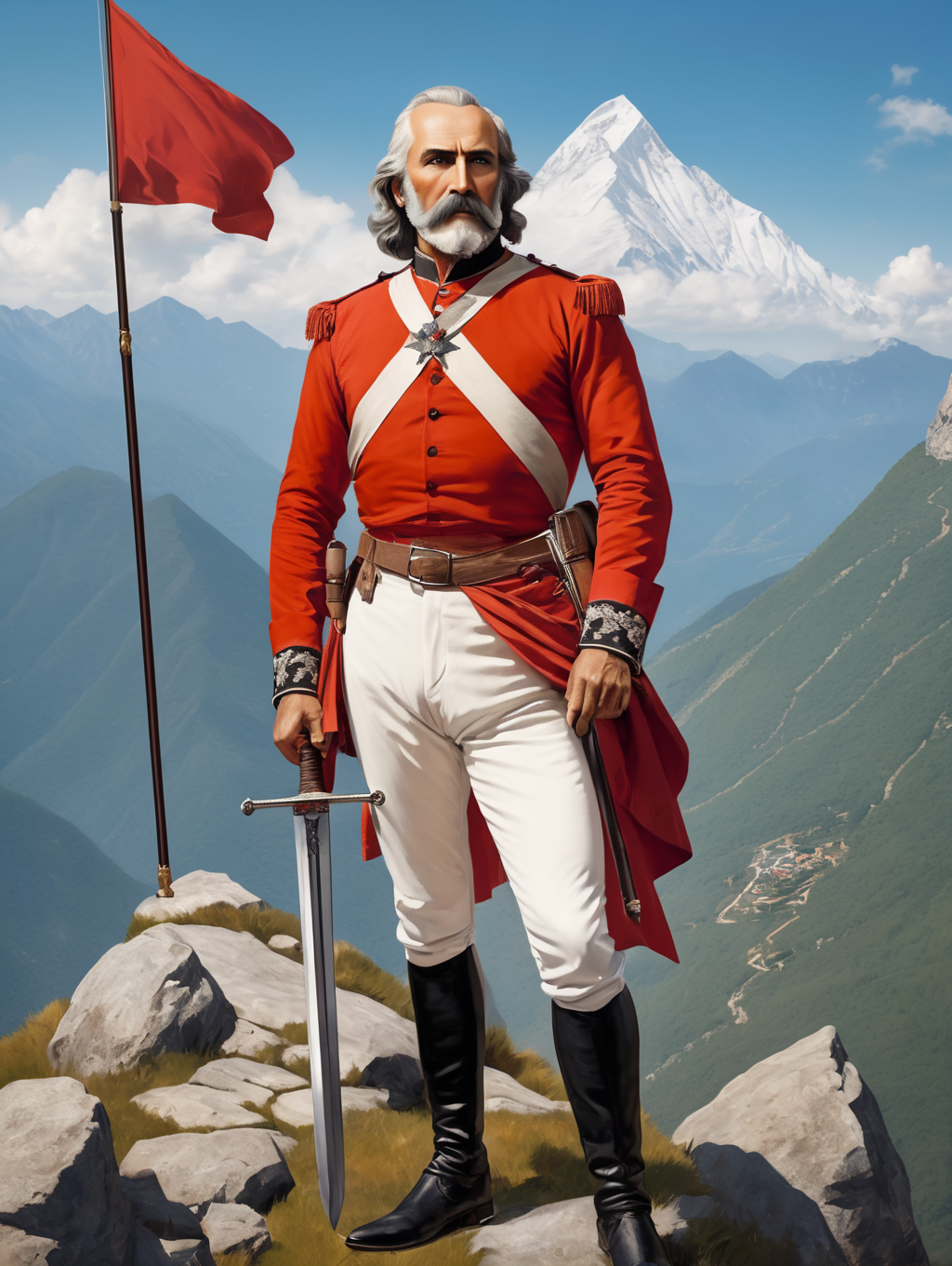 Premium Free ai Images | old giuseppe garibaldi wearing red th century ...