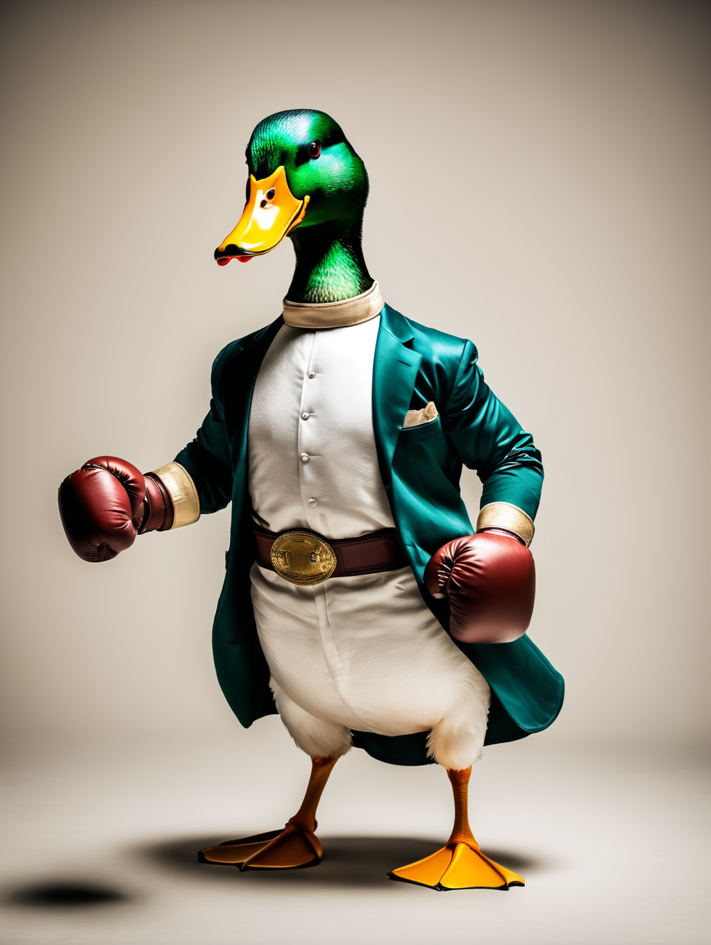 Premium Free ai Images | mallard duck dressed for boxing boxing fighting