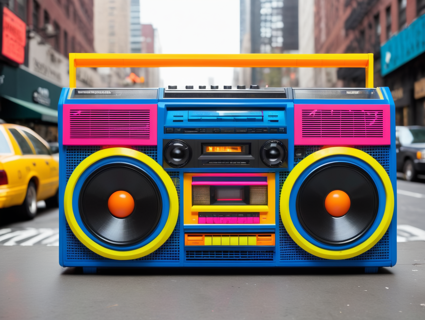 Premium Free ai Images | boombox stereo made of plastic neon colours ...