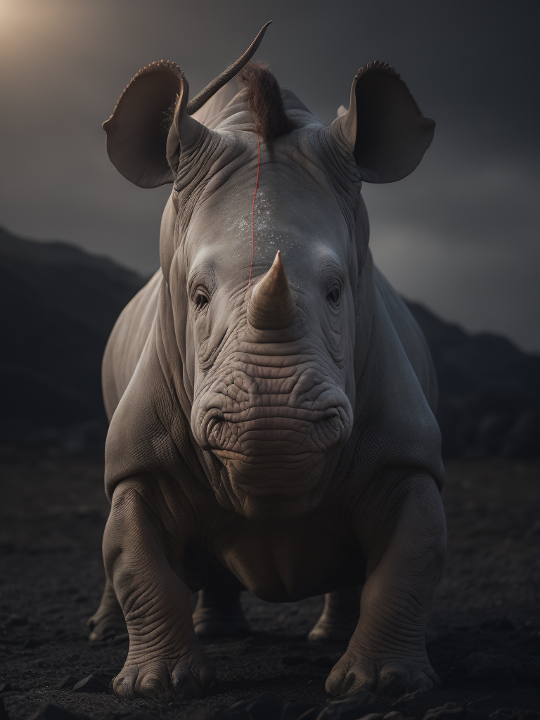 Premium Free ai Images | white and red rhino with octopus beard dark ...