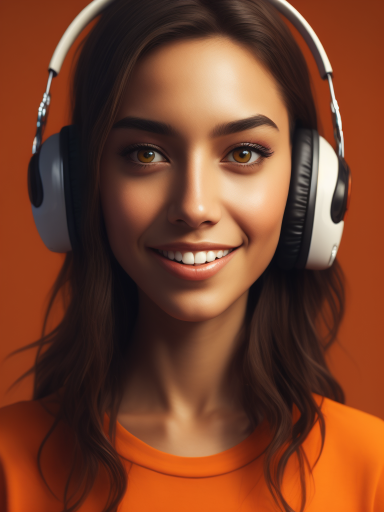 Premium Free ai Images | pretty girl listening to music with calm sweet ...