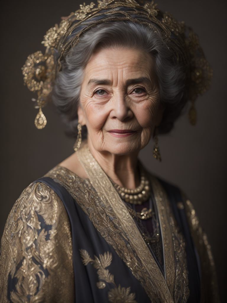 Premium Free ai Images | portrait of old lady dressed in ornate dress ...