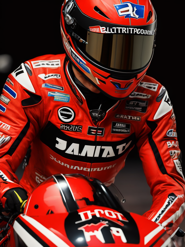 Premium Free ai Images | portrait of motogp racer on bike red colors on ...