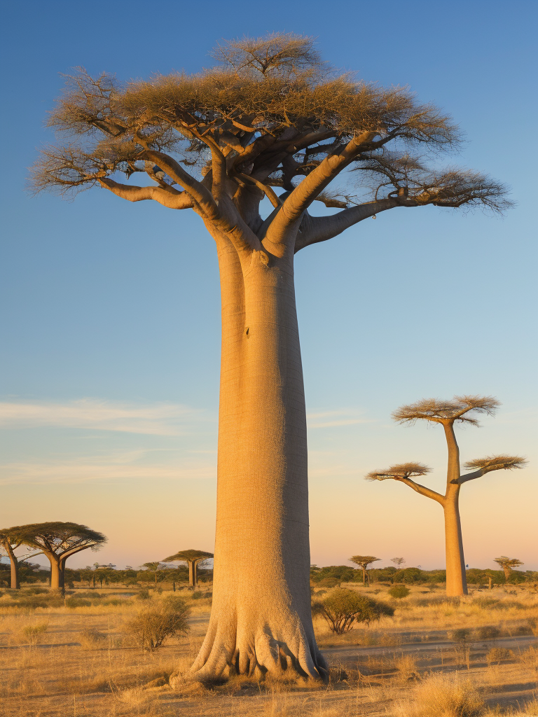 Premium Free ai Images | baobab tree savanna sunset high detail