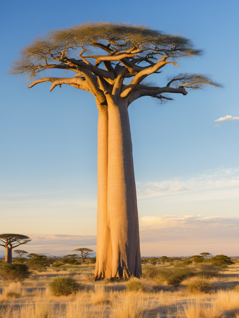 Premium Free ai Images | baobab tree savanna sunset high detail