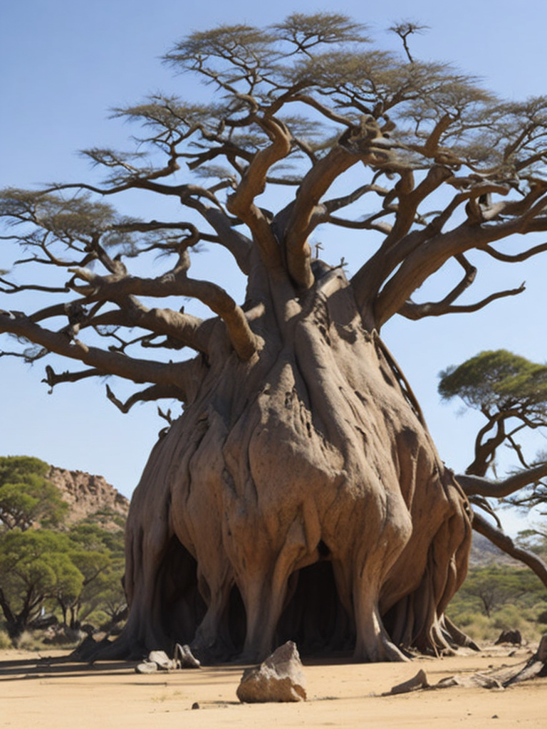 Premium Free ai Images | baobab tree savanna depth of field incredibly ...