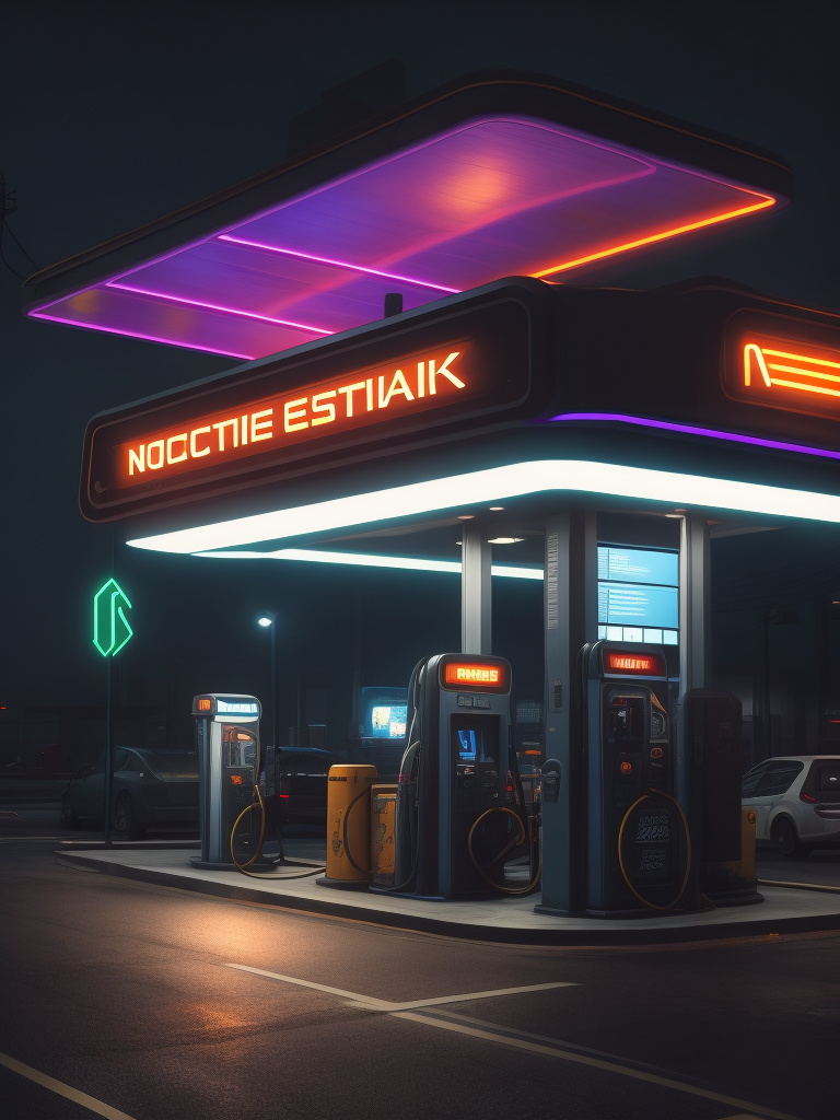 Premium Free ai Images | landscape of nocturne cyberpunk gas station ...