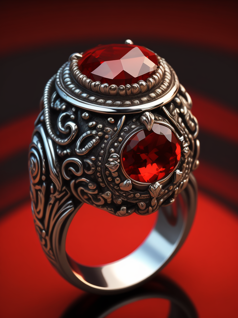 Premium Free ai Images | royal silver ring with ruby fantasy style ...