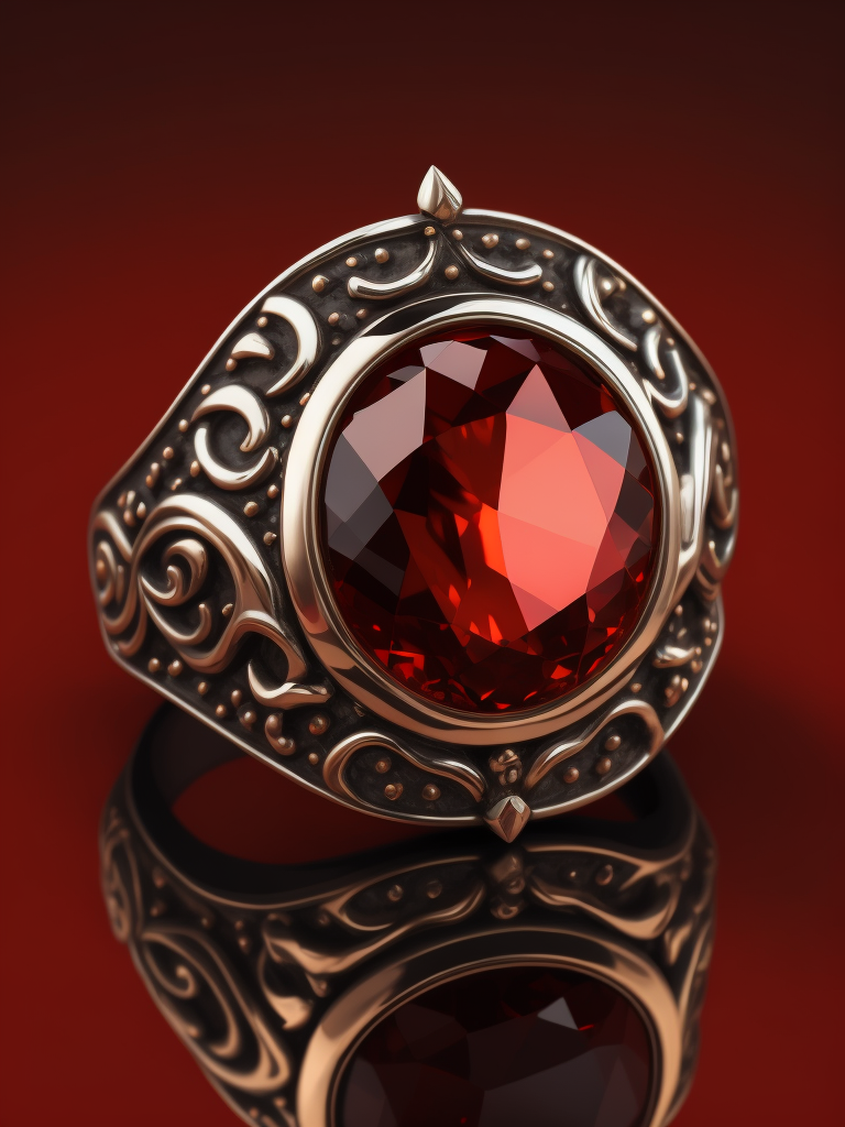 Premium Free ai Images | royal silver ring with ruby fantasy style ...