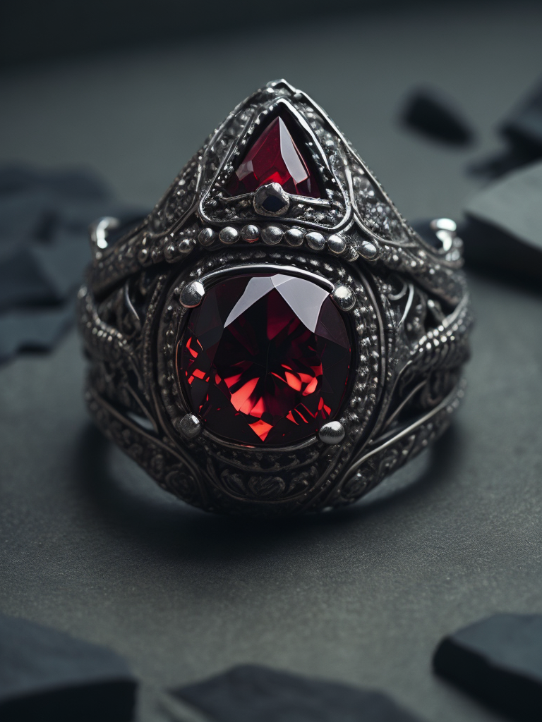 Premium Free ai Images | royal silver ring with ruby fantasy style ...