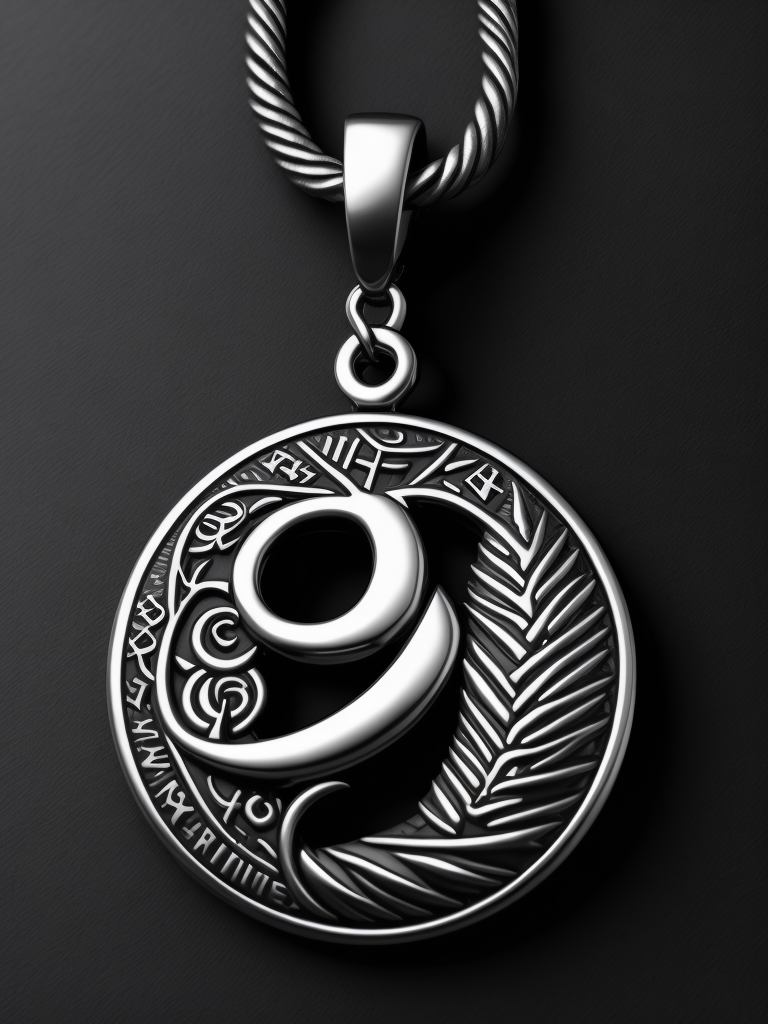 Premium Free ai Images | dark silver round amulet with ancient runes ...