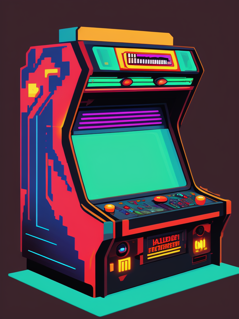 Premium Free ai Images | vibrant arcade machine style deep colors pixel ...