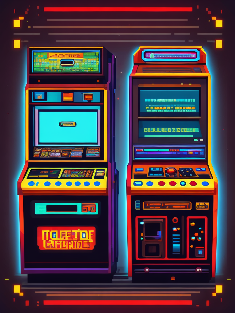 Premium Free ai Images | vibrant arcade machine style deep colors pixel ...