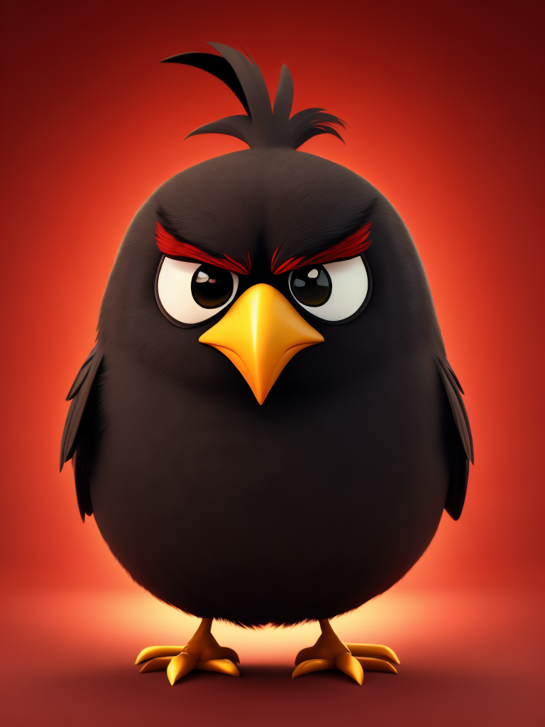 Premium Free ai Images | angry birds black round bird on red background ...