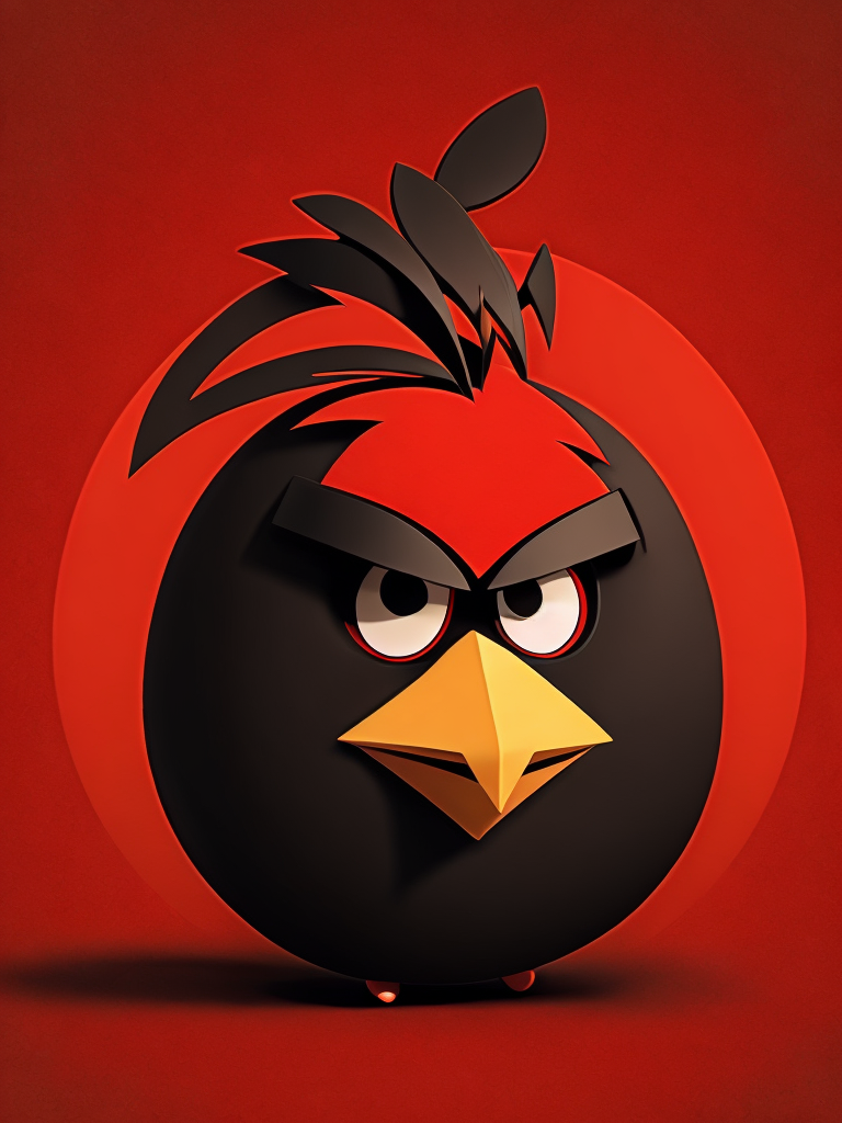Premium Free ai Images | angry birds black round bird on red background ...