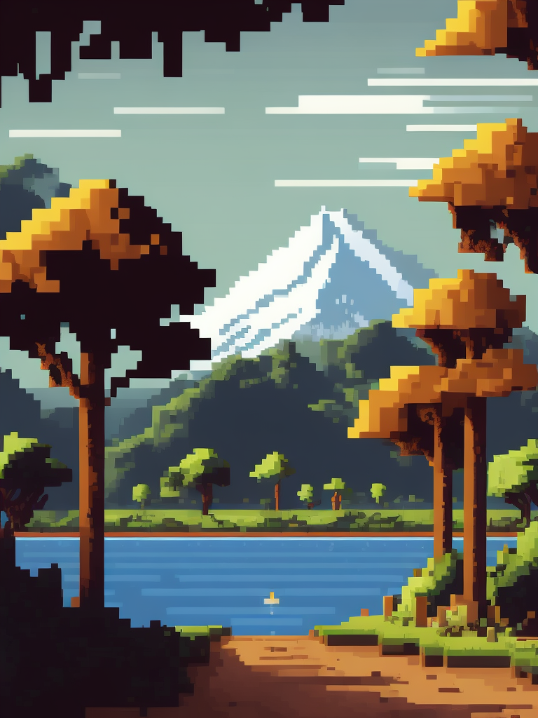 Premium Free ai Images | landscape art pixel landscape big pixel art ...