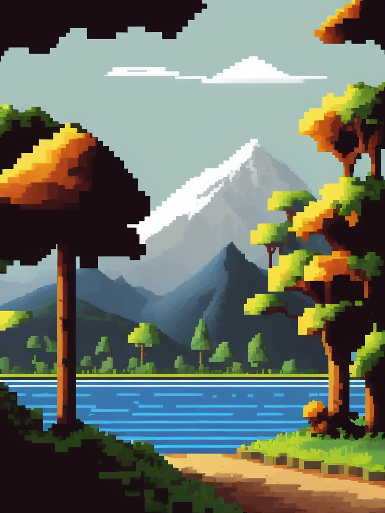 Premium Free ai Images | landscape art pixel landscape big pixel art ...
