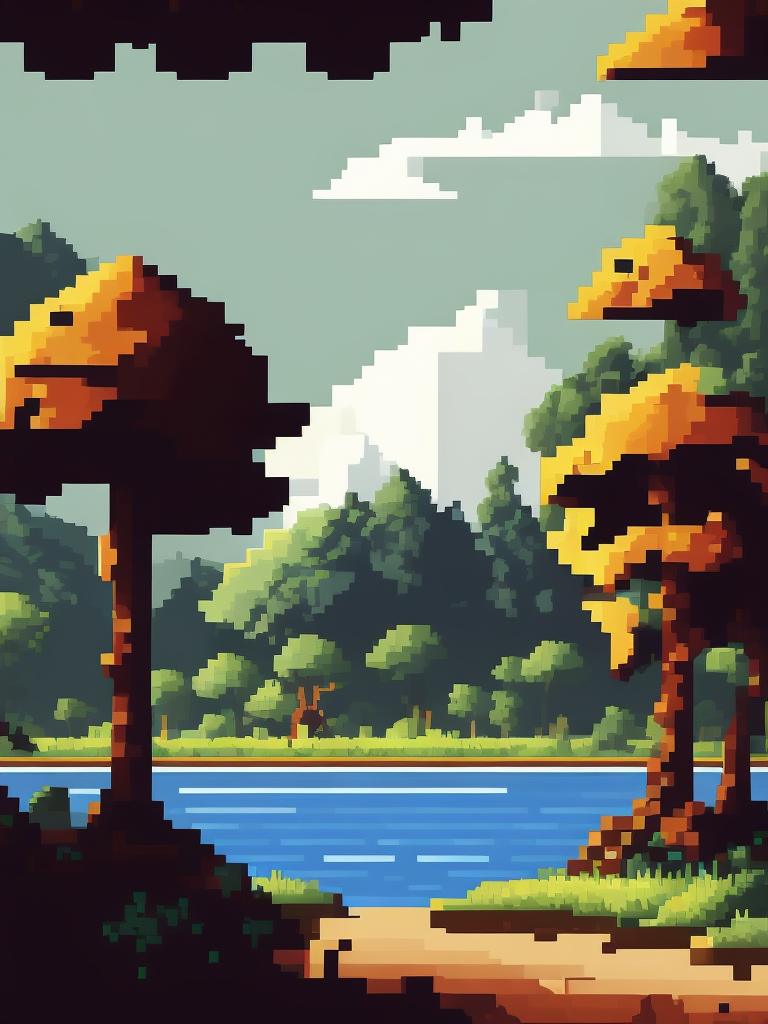 Premium Free ai Images | landscape art pixel landscape big pixel art ...