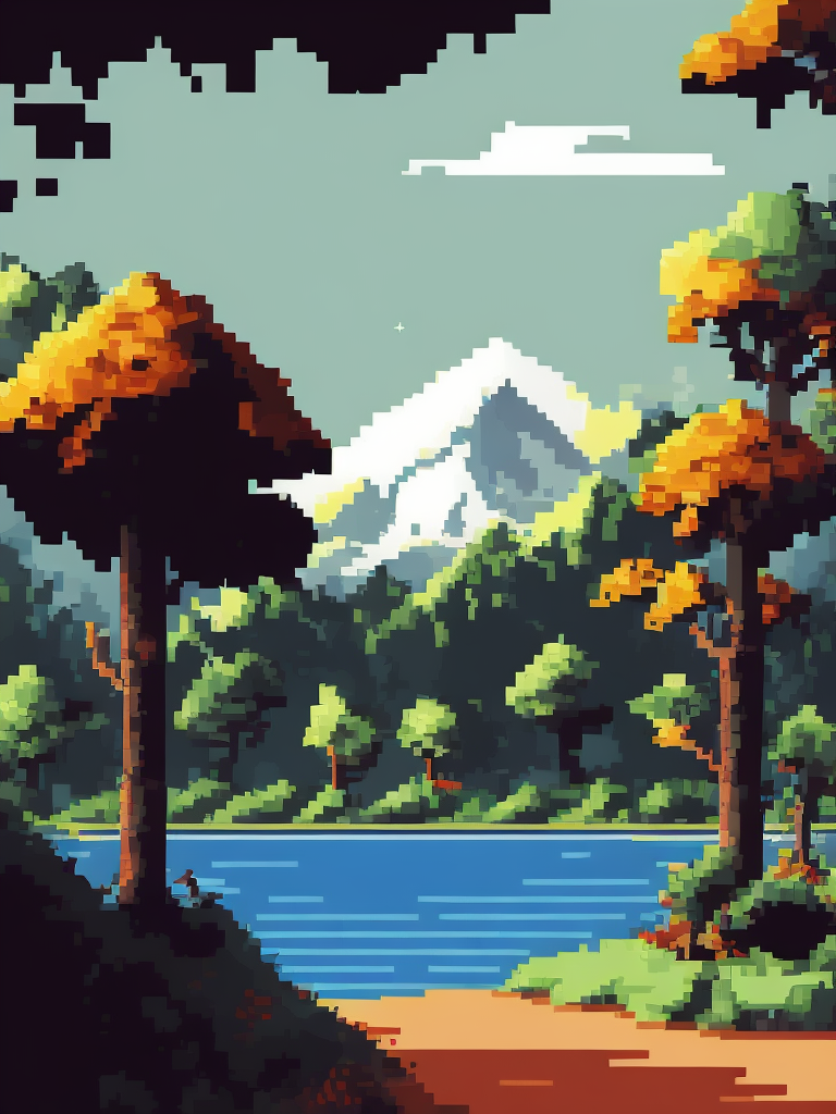 Premium Free ai Images | landscape art pixel landscape big pixel art ...