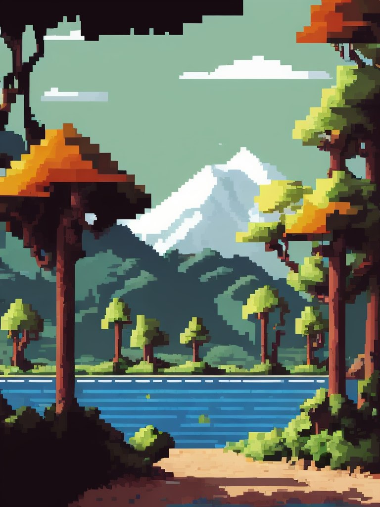 Premium Free ai Images | landscape art pixel landscape big pixel art ...