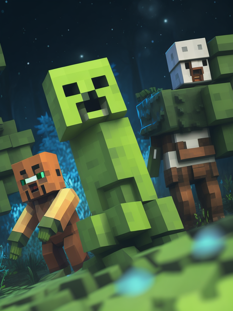 Premium Free ai Images | minecraft character creeper in the night ...