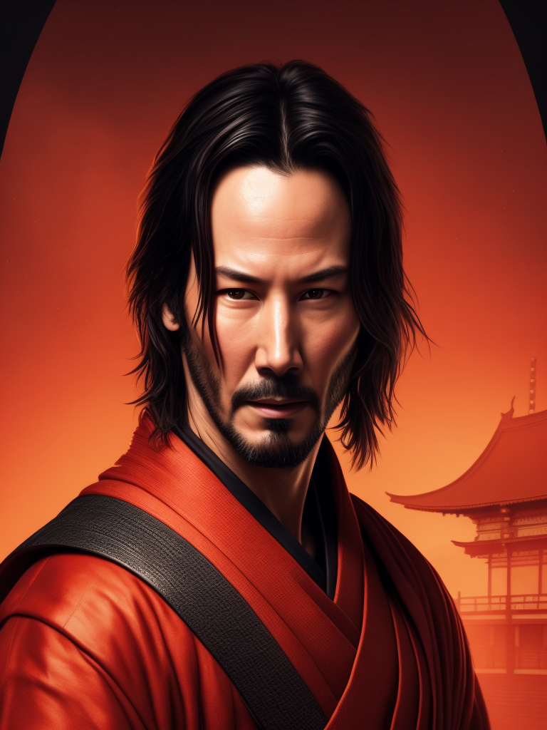 Premium Free ai Images | portrait of keanu reeves as samurai in red ...