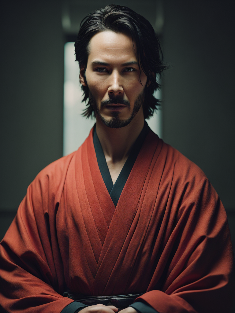 Premium Free ai Images | portrait of keanu reeves as samurai in red ...