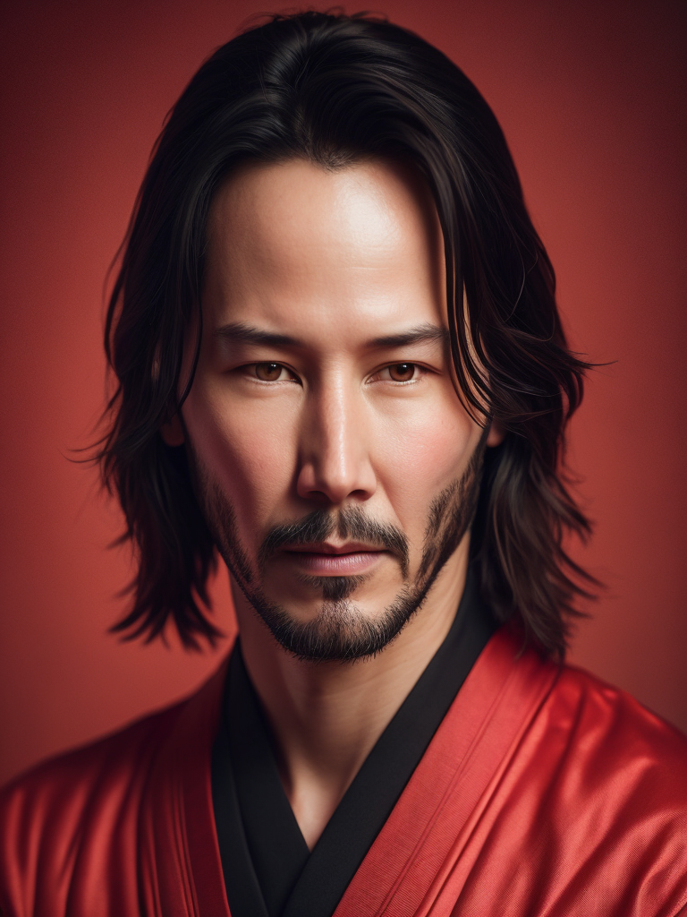Premium Free ai Images | portrait of keanu reeves as samurai in red ...