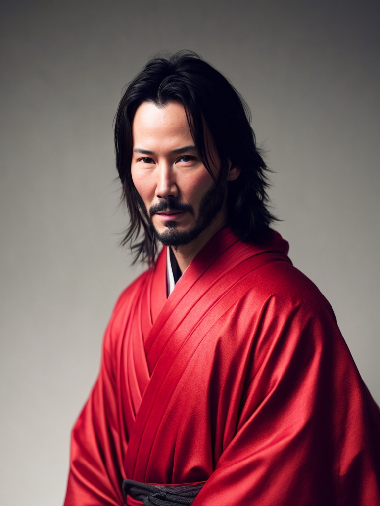 Premium Free ai Images | portrait of keanu reeves as samurai in red ...