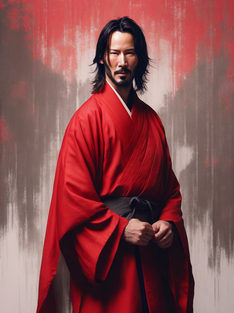 Premium Free ai Images | portrait of keanu reeves as samurai in red ...