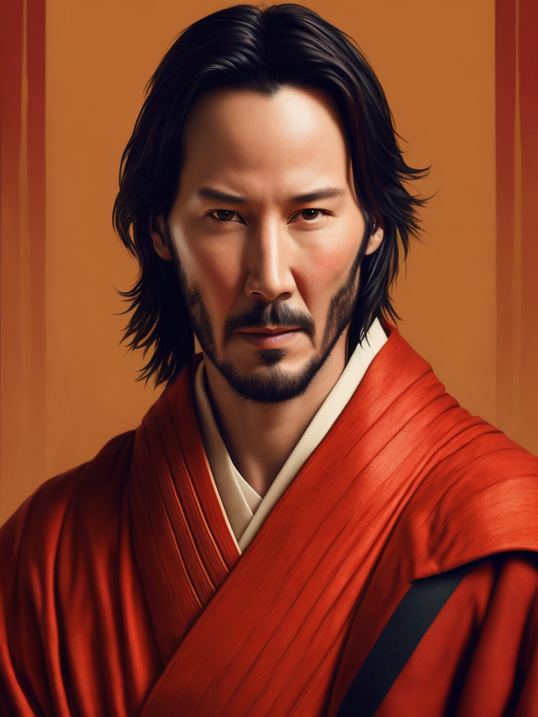 Premium Free ai Images | portrait of keanu reeves as samurai in red ...