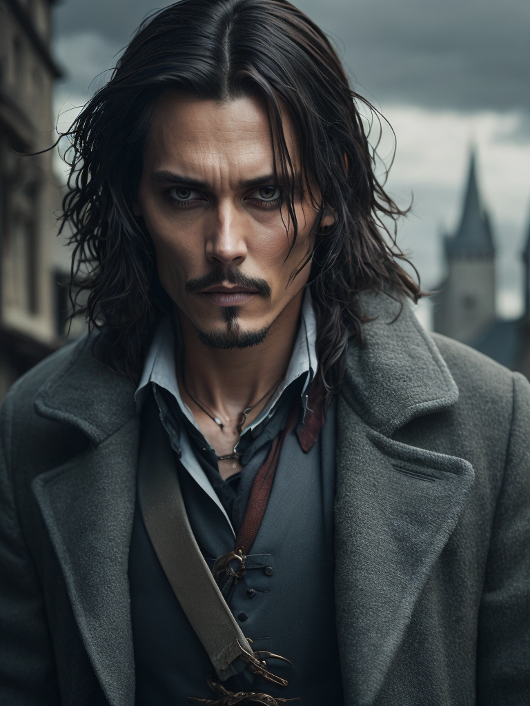 Premium Free ai Images | portrait of johnny depp as count dracula ...