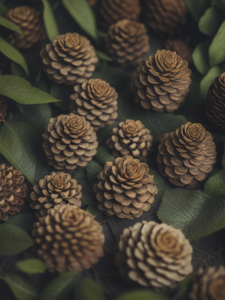 Premium Free ai Images | pine cones and pine trees on bed of green ...
