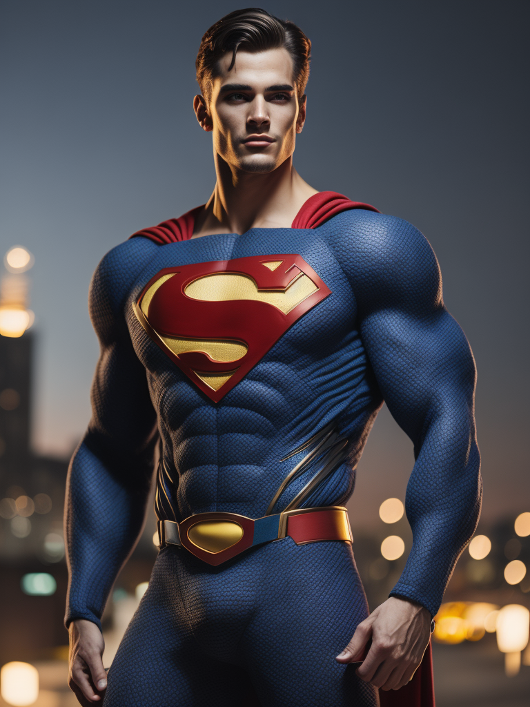 Premium Free ai Images | portrait of superman in knitted suit blue suit ...