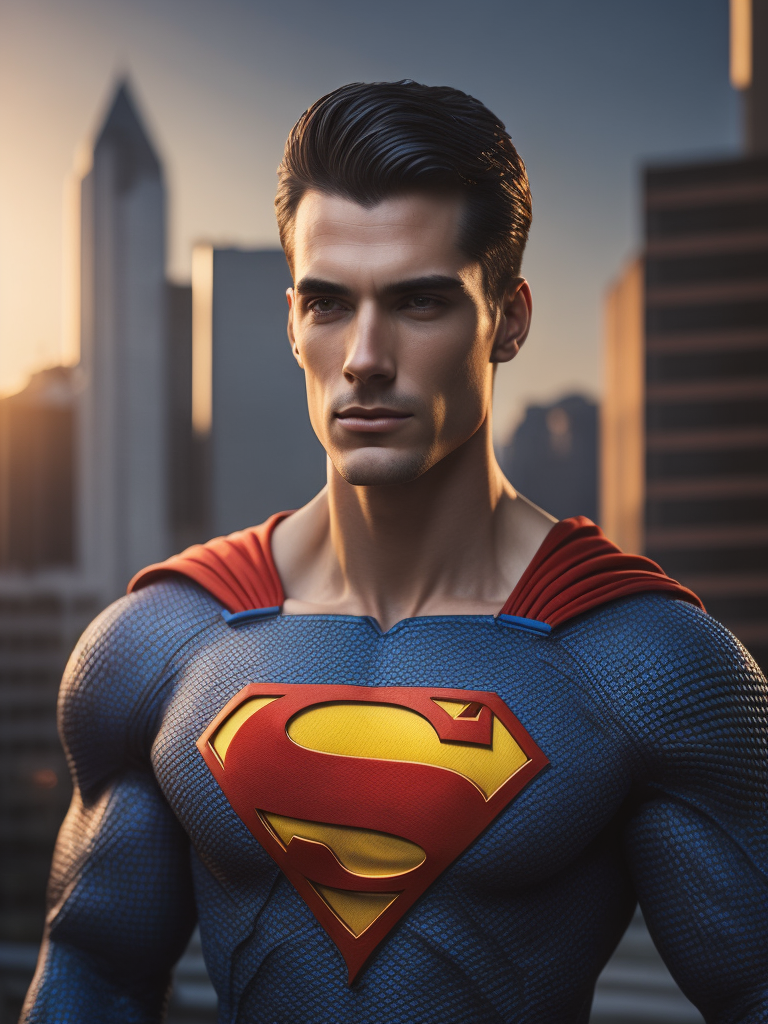 Premium Free ai Images | portrait of superman in knitted suit blue suit ...