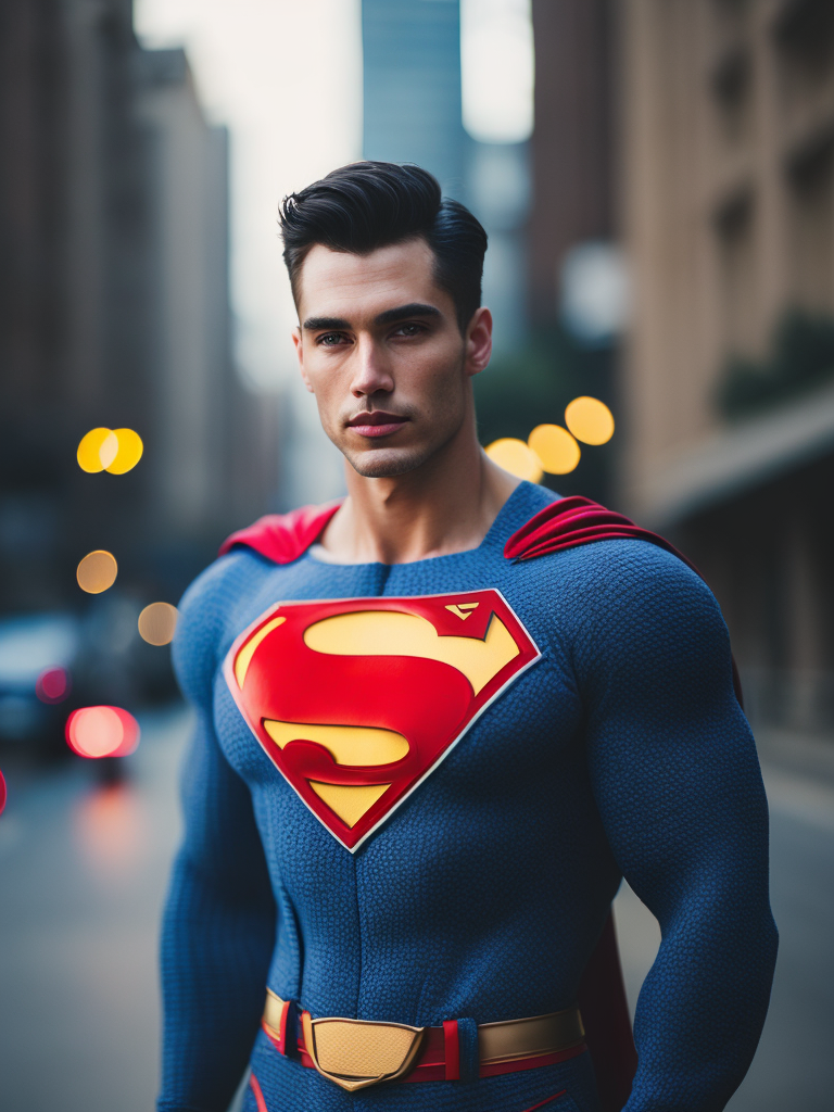 Premium Free ai Images | portrait of superman in knitted suit blue suit ...