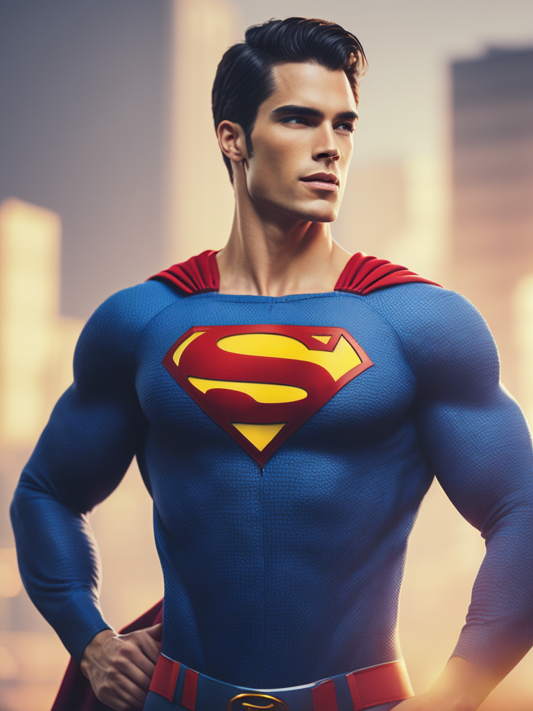 Premium Free ai Images | portrait of superman in knitted suit blue suit ...
