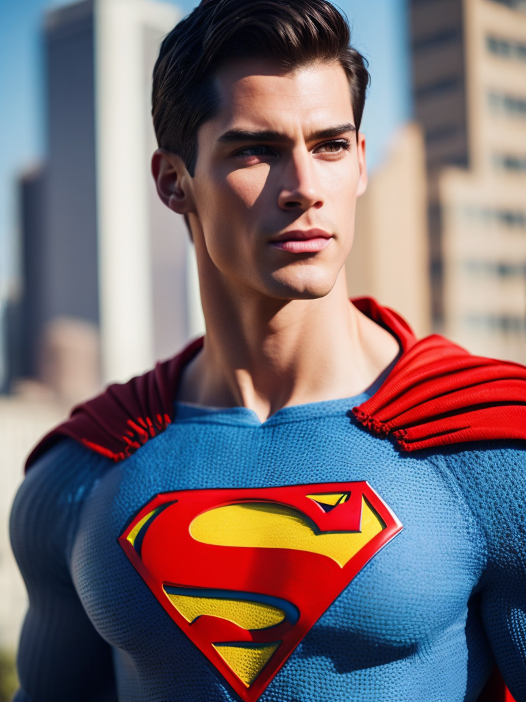 Premium Free ai Images | portrait of superman in knitted suit blue suit ...
