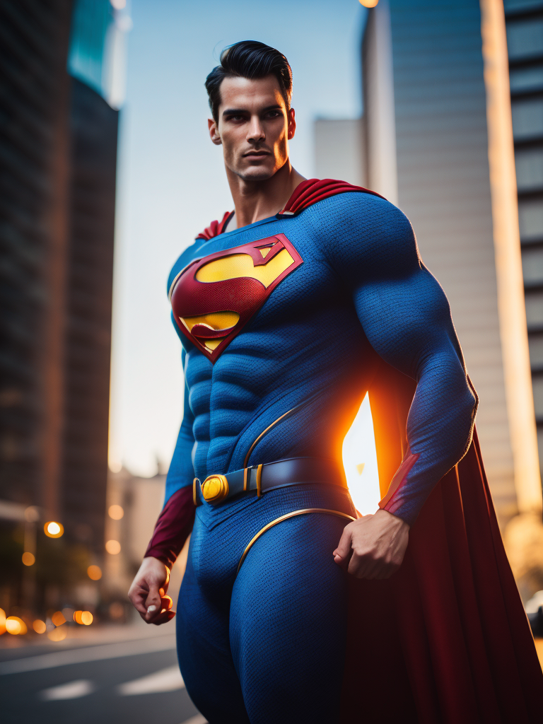 Premium Free ai Images | portrait of superman in knitted suit blue suit ...