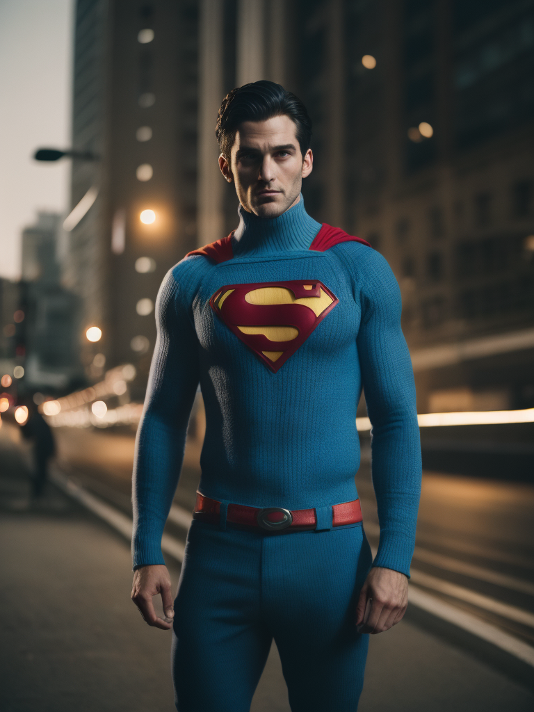 Premium Free ai Images | portrait of superman in knitted suit large ...