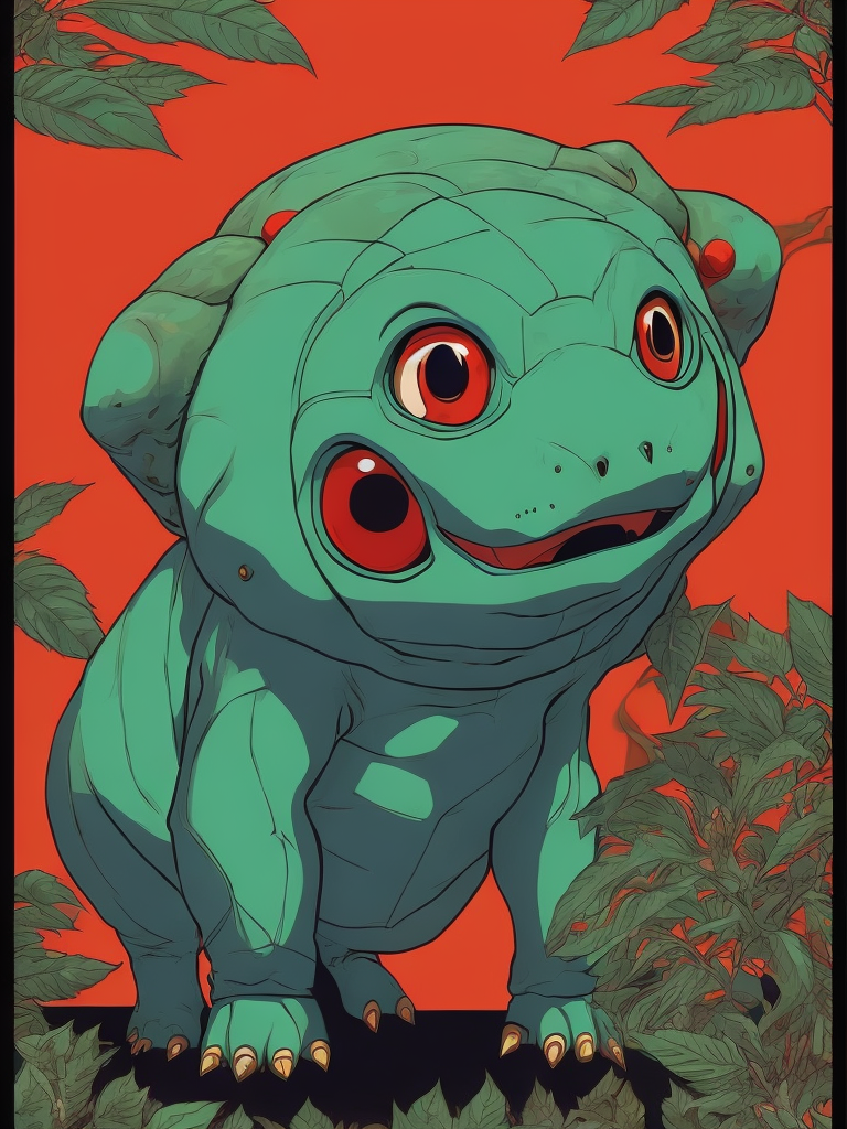Premium Free ai Images | stylish bulbasaur in the style of vintage ...