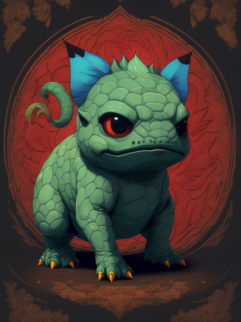 Premium Free ai Images | stylish bulbasaur in the style of vintage ...