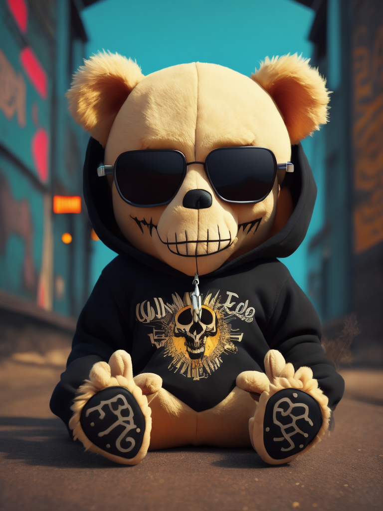 Premium Free ai Images | cute stuffed teddy bear skeleton with tattoos ...